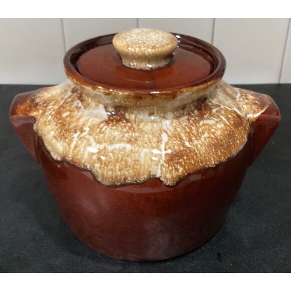 USA | Dining | Vintage Usa Brown Drip Glaze Bean Pot 7 | Poshmark